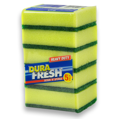 7.5cm x 11cm Green Scourer on a Yellow Sponge